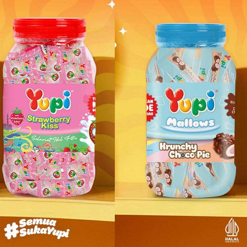 Jual Yupi Permen Jelly toples | Strawberry Kiss / Mallows Krunchy Choco ...
