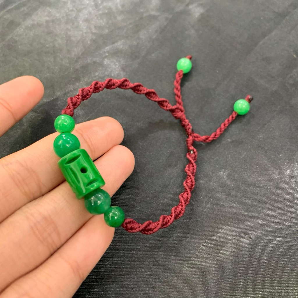 Jual Gelang Batu Giok Ukir/Gelang tali batu giok ukir/Gelang giok ...