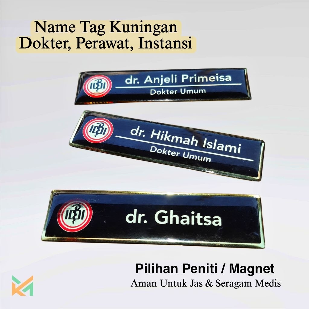 Jual Name Tag Kuningan Grafir Custom Nama dan Logo Bebas Request ...