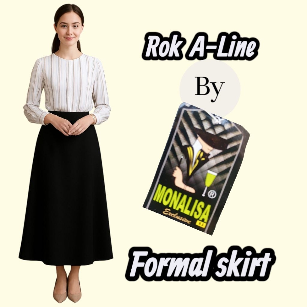 Jual Rok kerja A- Line Hitam Wanita | Rok Kerja Formal Elegan | Office ...
