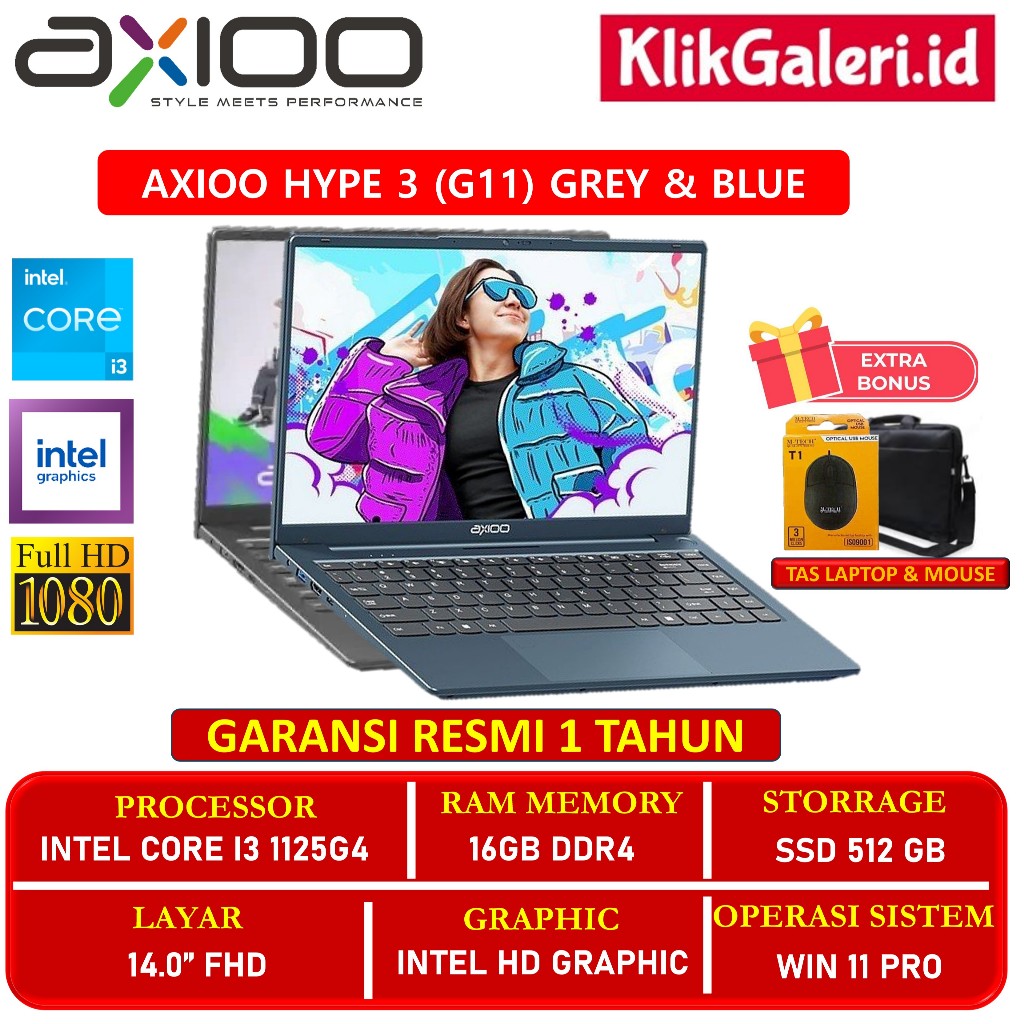 Jual Laptop Murah Axioo Hype 3 Intel Core i3 1125G4 RAM 16GB 512GB 14 ...