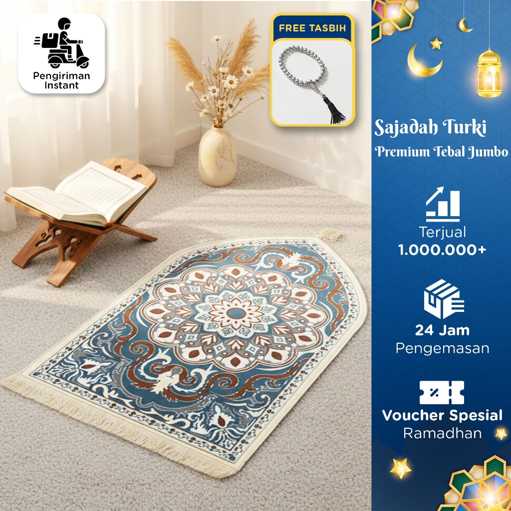 Jual [BIG RAMADHAN SALE] Sajadah Turki Premium Tebal Jumbo 70 x 110 cm ...