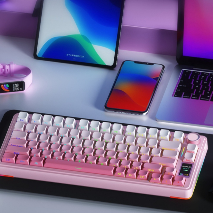 Jual Bijou AULA S75 PRO 75% Gasket Wireless PINK Mechanical Keyboard ...