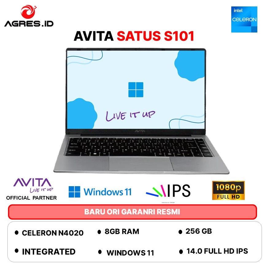 Jual AVITA SATUS S101 INTEL N4020 - RAM 8GB 256GB WINDOWS 11+OHS 14.0 ...