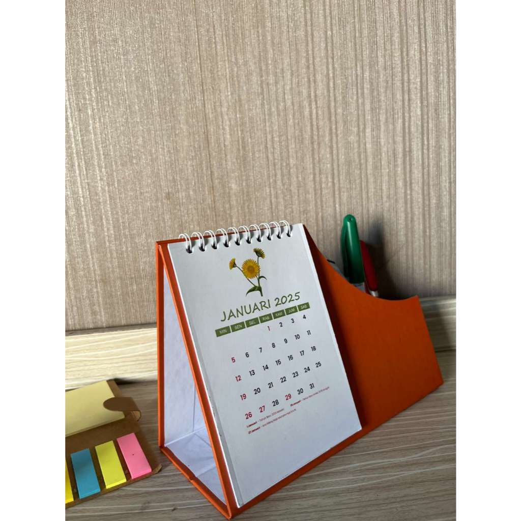 Jual Souvenir Kalender Meja Custom 2026 Spiral A6 Tempat Pensil ...