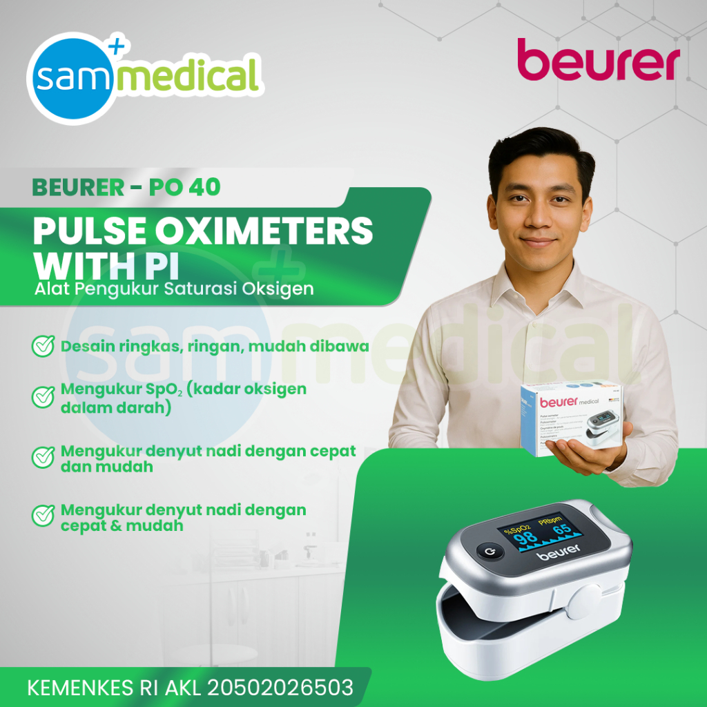 Jual Beurer Pulse Oximeter PO40 / Alat Saturasi Oksigen PO 40 / Alat ...
