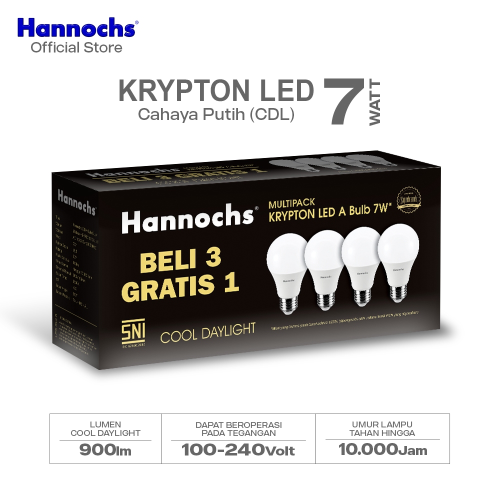 Jual Hannochs Lampu Bohlam LED Krypton Multipack 7W Cahaya Putih (Beli ...