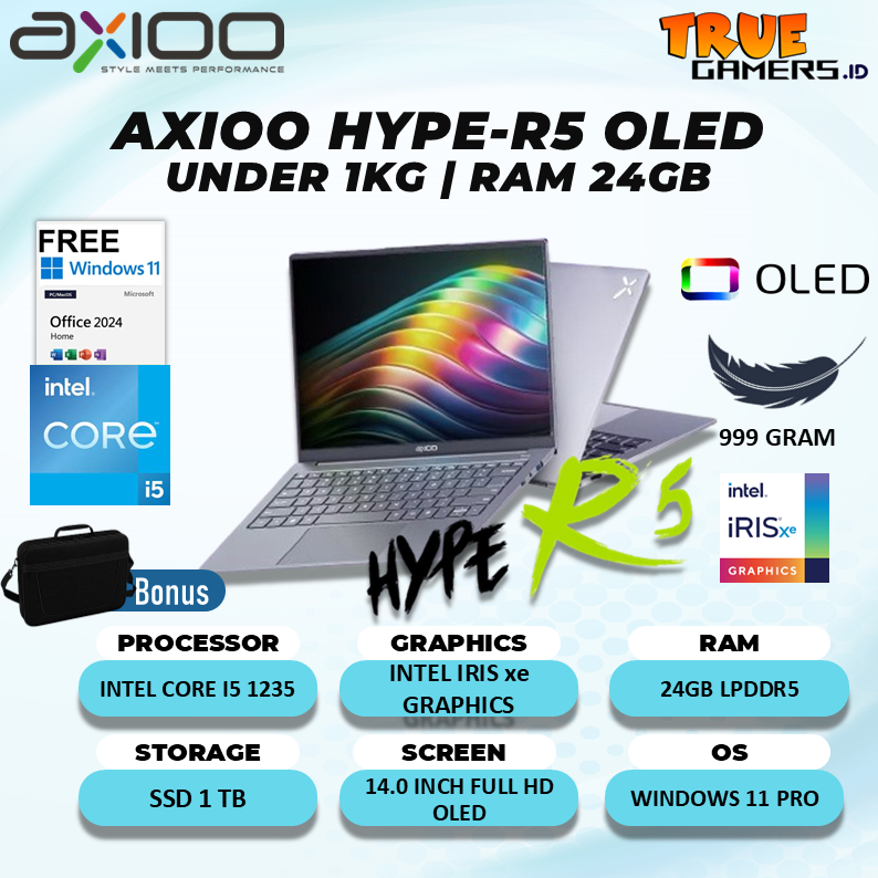 Jual Laptop Axioo Hype R5 Oled I5 1235 RAM 24GB SSD 1TB Windows 11 ...