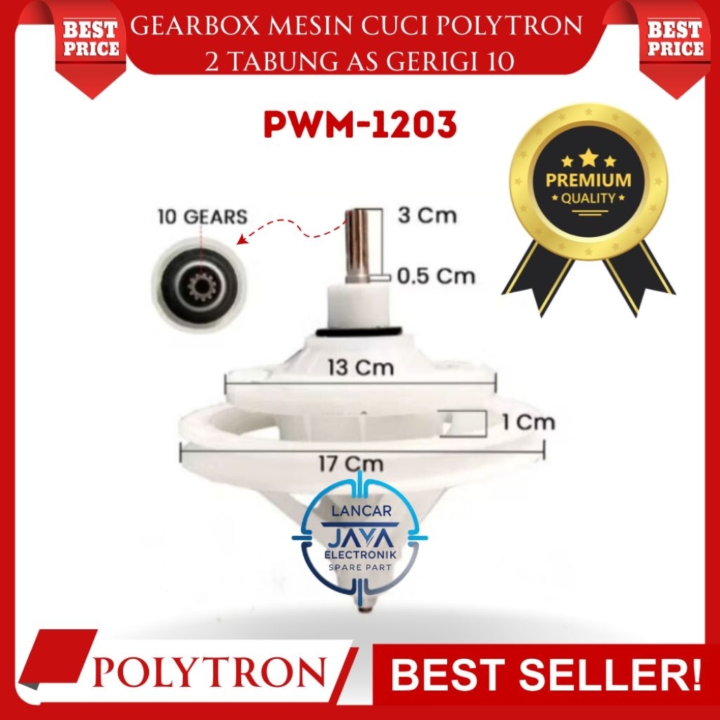 Jual Gearbox Mesin Cuci Polytron 2 Tabung Type PWM-1203- As Bulat ...