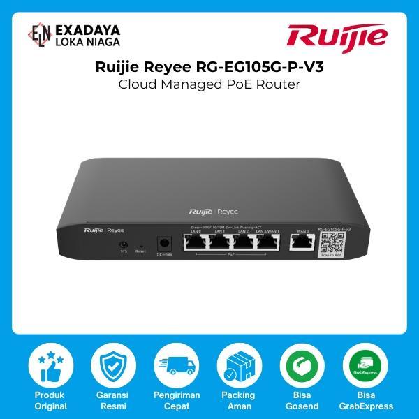 Jual Ruijie RG-EG105G-P-V3 , 5 Port Gigabit Cloud Managed PoE 54W SD-WAN Load Balancing Router ...