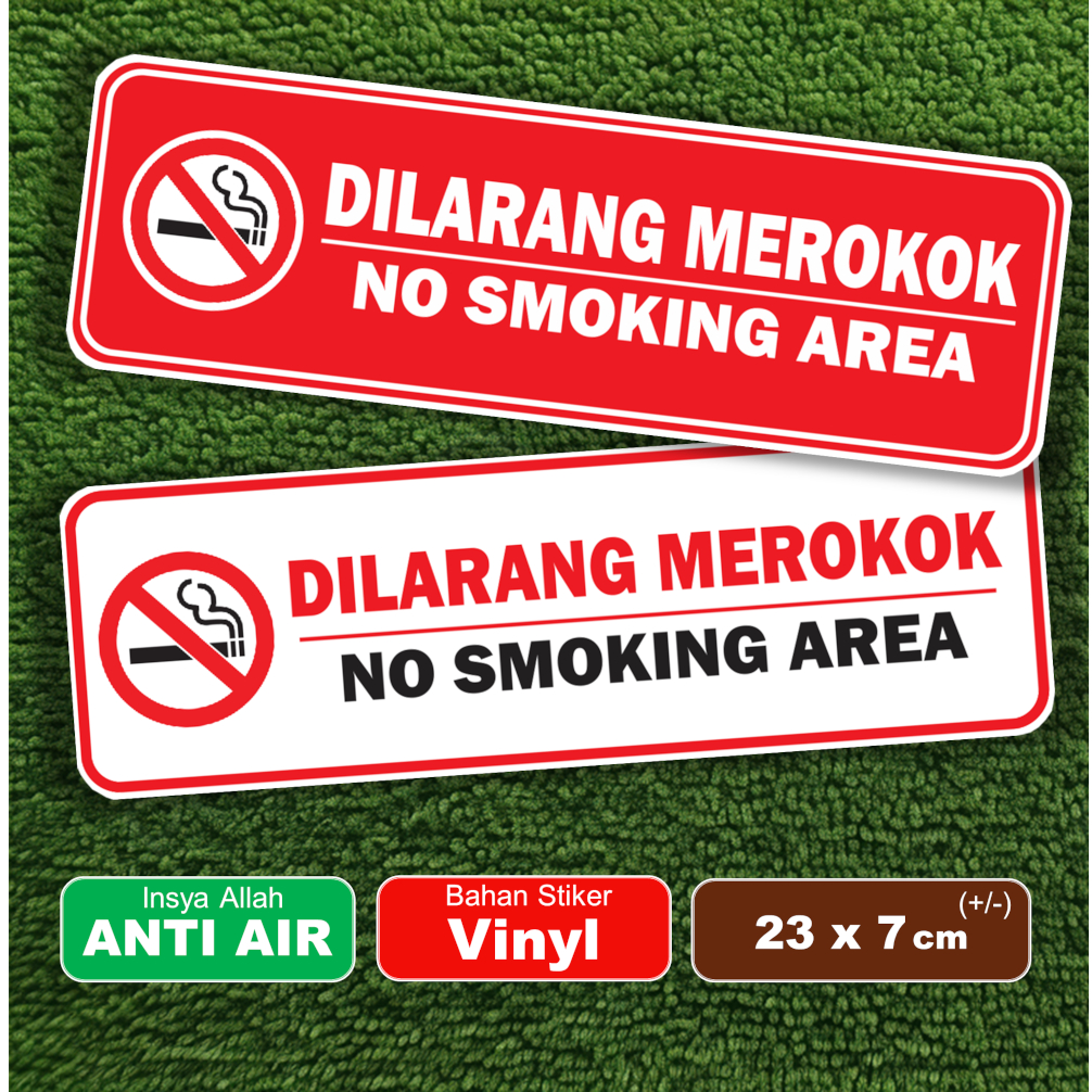 Jual STIKER DILARANG MEROKOK NO SMOKING AREA MERAH PUTIH VINYL INSYA ...