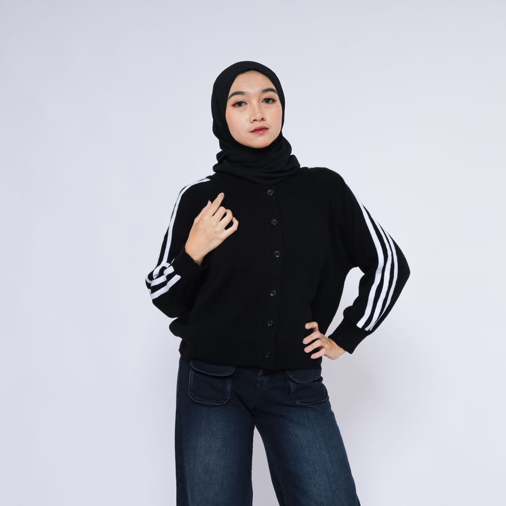 Jual Stiego-Cardigan Rajut Stripe Sporty Wanita/Cardigan Stripe Wanita ...