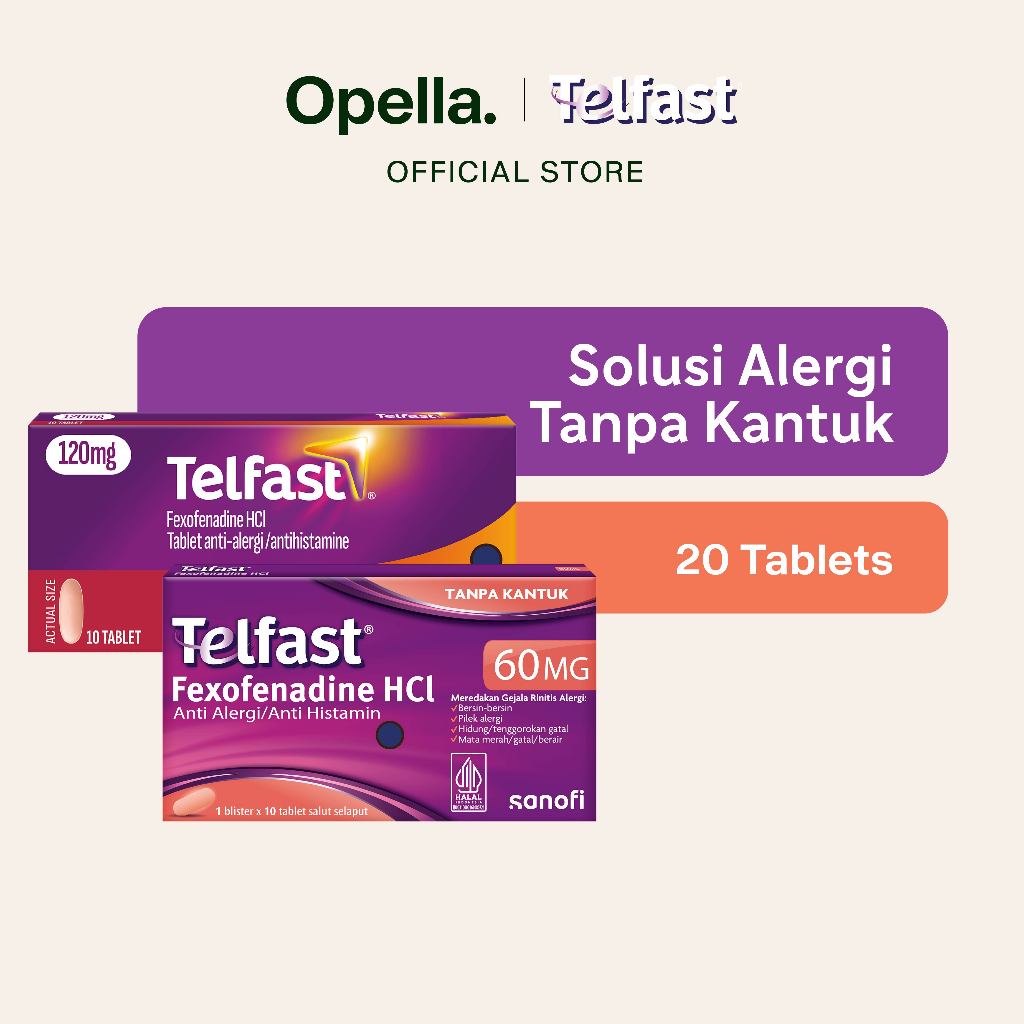 Jual Telfast 120mg 1 Blister Isi 10 Tablet + Telfast 60mg 1 Blister Isi ...