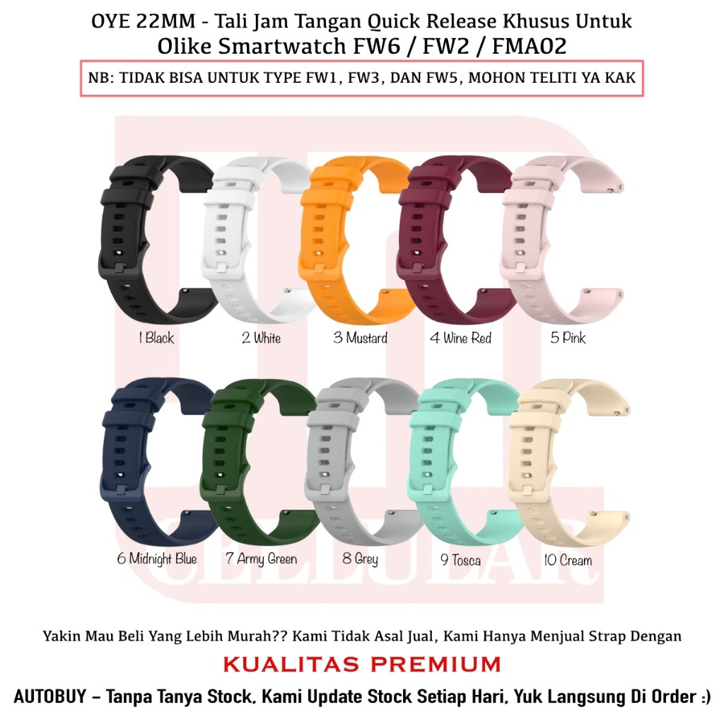 Jual OYE Strap 22mm Olike Smartwatch FW6 / FW2 / FMA02 - Tali Jam ...