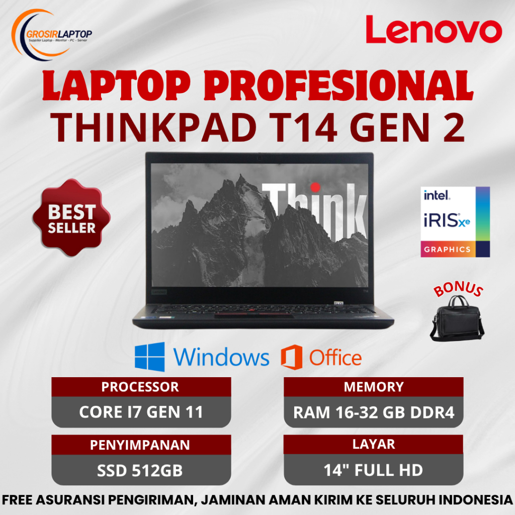 Jual Laptop Lenovo Thinkpad T14 Core i7 - 1185G7 Ram 32GB SSD 512GB 14 ...