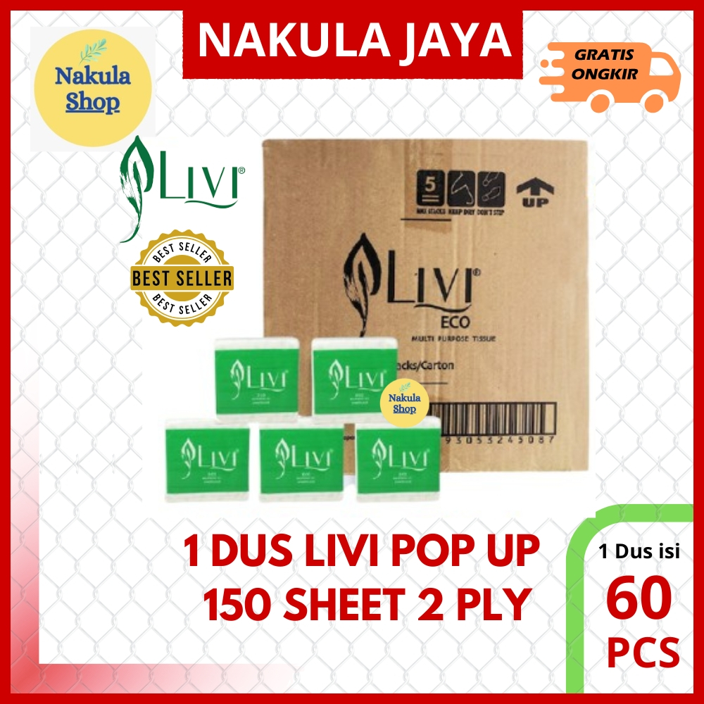 Jual GROSIR 1 DUS 60 PACK Tissue Tisu Livi POP UP Multipurpose 150 ...