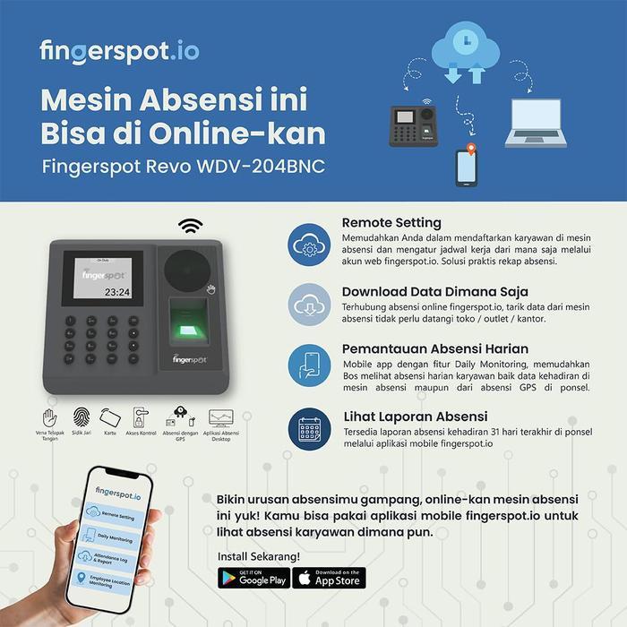 Jual Fingerspot Revo Basic 204 | Mesin Absensi Online Vena Telapak ...