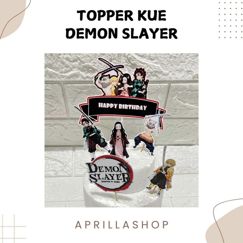 Jual ( 1 set ) Topper Ulang Tahun Demon Slayer / Topper Cake Demon ...