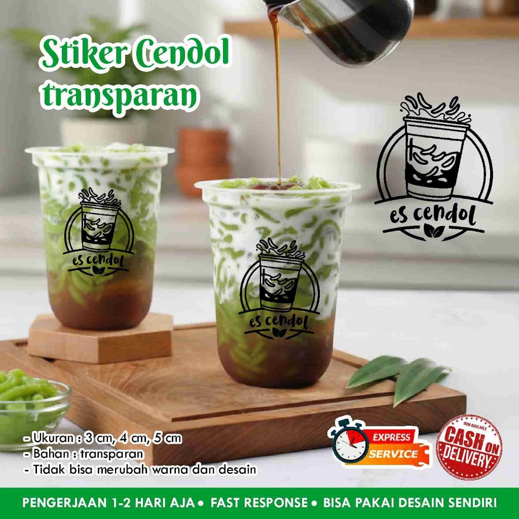 Jual [117 pcs] STIKER ES CENDOL TRANSPARAN / LABEL KOTAK MINUMAN ...