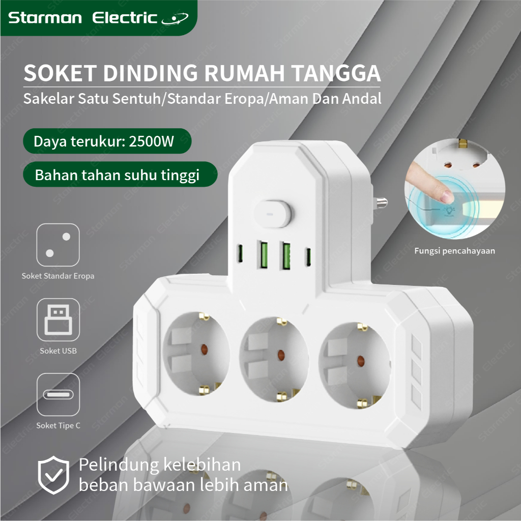 Jual 2500W Power Strip Terpasang Di Dinding Multiprise Strip Daya ...