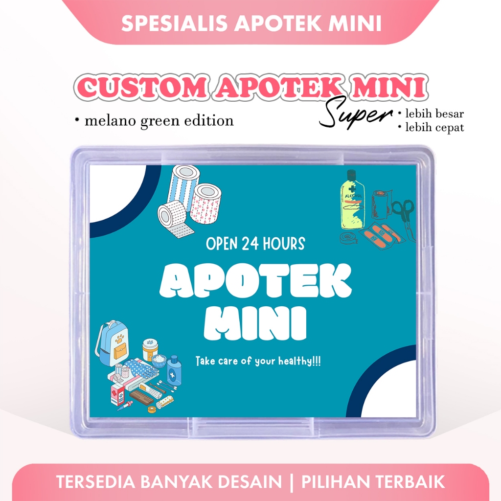 Jual Custom Apotek Mini Super Box P3K Sticker Hadiah - Melano Green ...