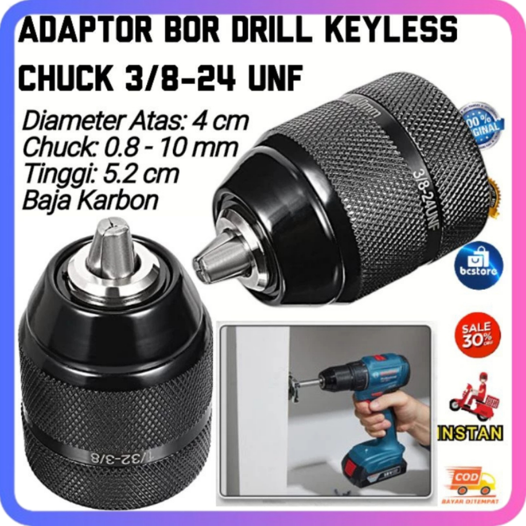 Jual Kepala Bor 10mm / Keyless Hand Electric Drill Chuck With Lock Self ...
