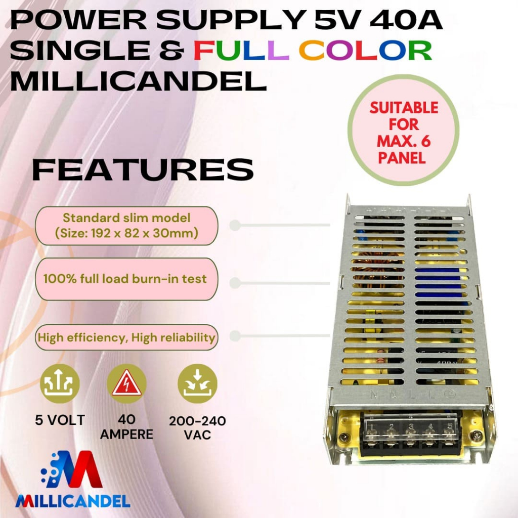 Jual POWER SUPPLY RUNNING TEXT SINGLE & FULL COLOR 5 VOLT 40 AMPERE ...