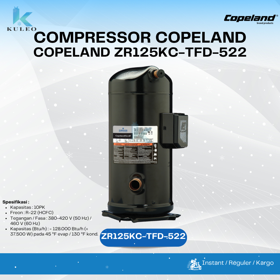 Jual Kompresor Copeland ZR125KC TFD 522 Scroll 10PK - Compressor ...