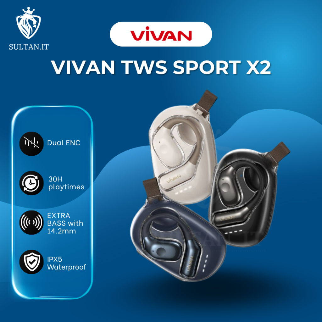 Jual Earphone TWS VIVAN SPORT X2 Bluetooth 5.4 Original | Shopee Indonesia