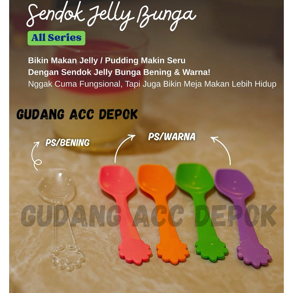 Jual (ISI 100PCS) VICTORY SENDOK JELLY BUNGA BENING WARNA WARNI ...