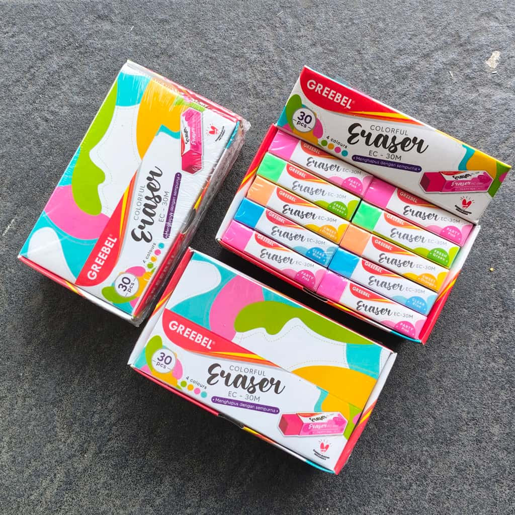 Jual Penghapus Stip Eraser Greebel Besar EC-30M Warna ( Pak 30 Pcs ...