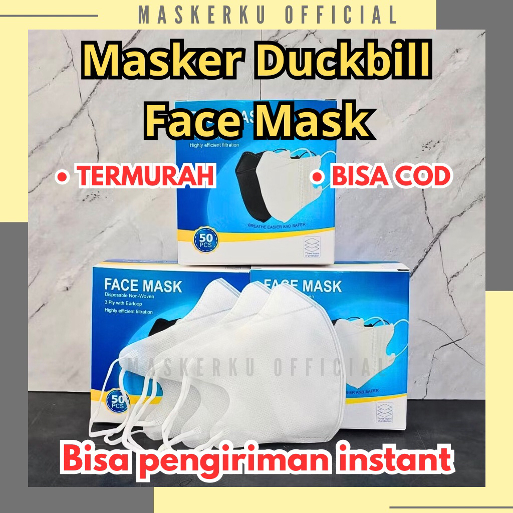 Jual MASKER DUCKBILL FACEMASK 3 PLY HITAM PUTIH ISI 25 PCS | MASKER ...