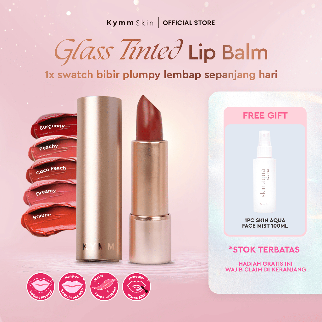 Jual KYMM SKIN Glass Tinted Lip Balm with UV Filter | Lipstick Glossy ...