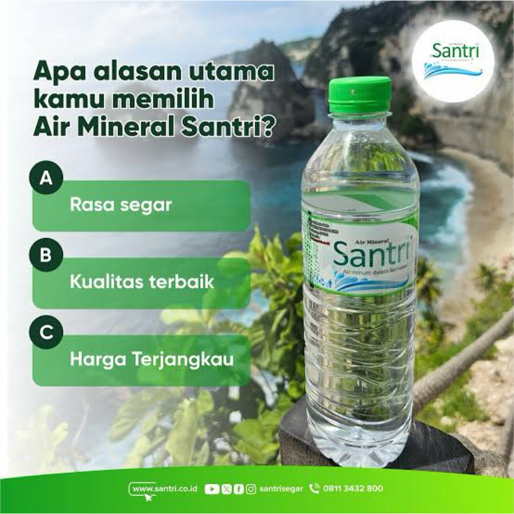 Jual Air Mineral Santri botol 600ml 1 Dos Isi 24 Botol | Shopee Indonesia