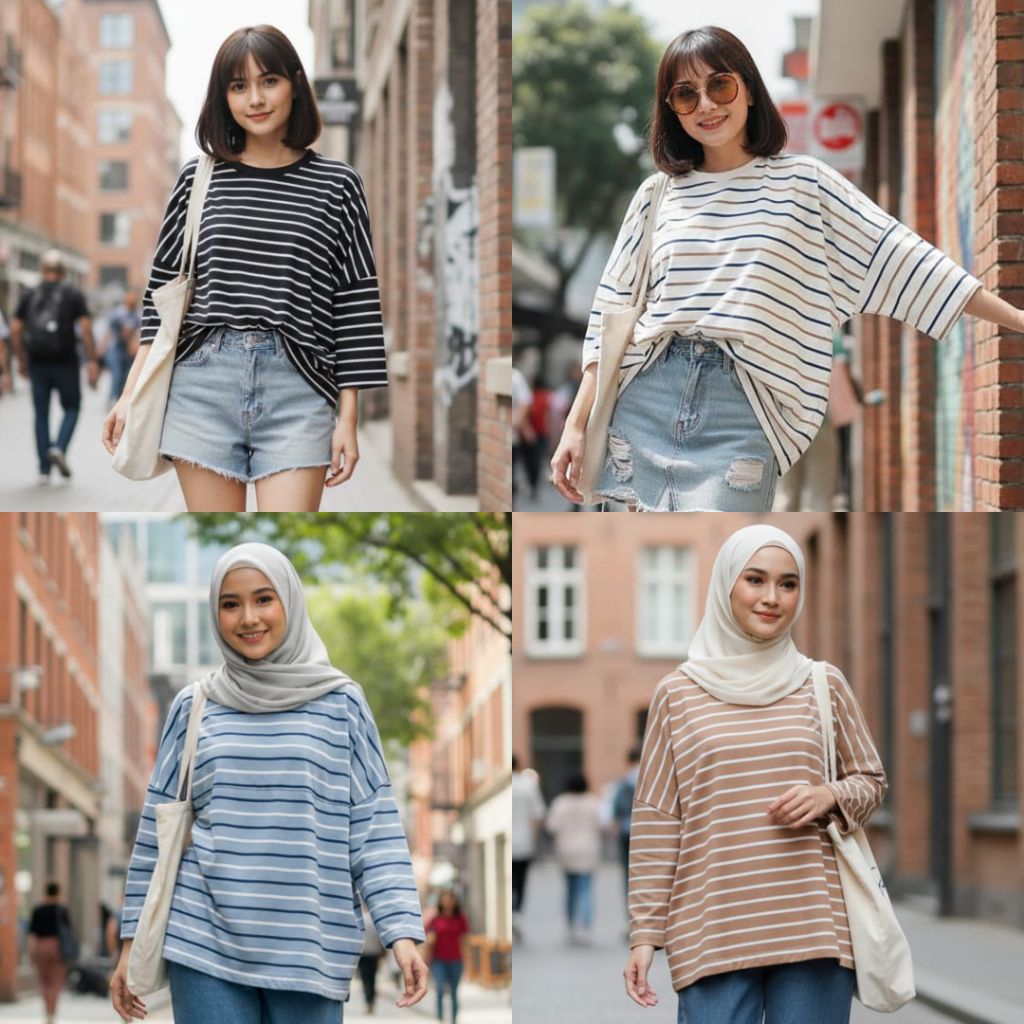 Jual ISLA Stripe Batwing Busui Friendly by Helopopy | Kaos Menyusui ...