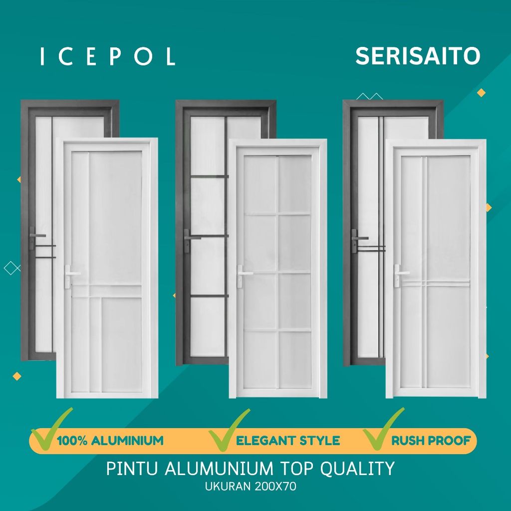 Jual Pintu Kamar Mandi Aluminium Icepol 70x200 / Pintu Allumunium Full ...