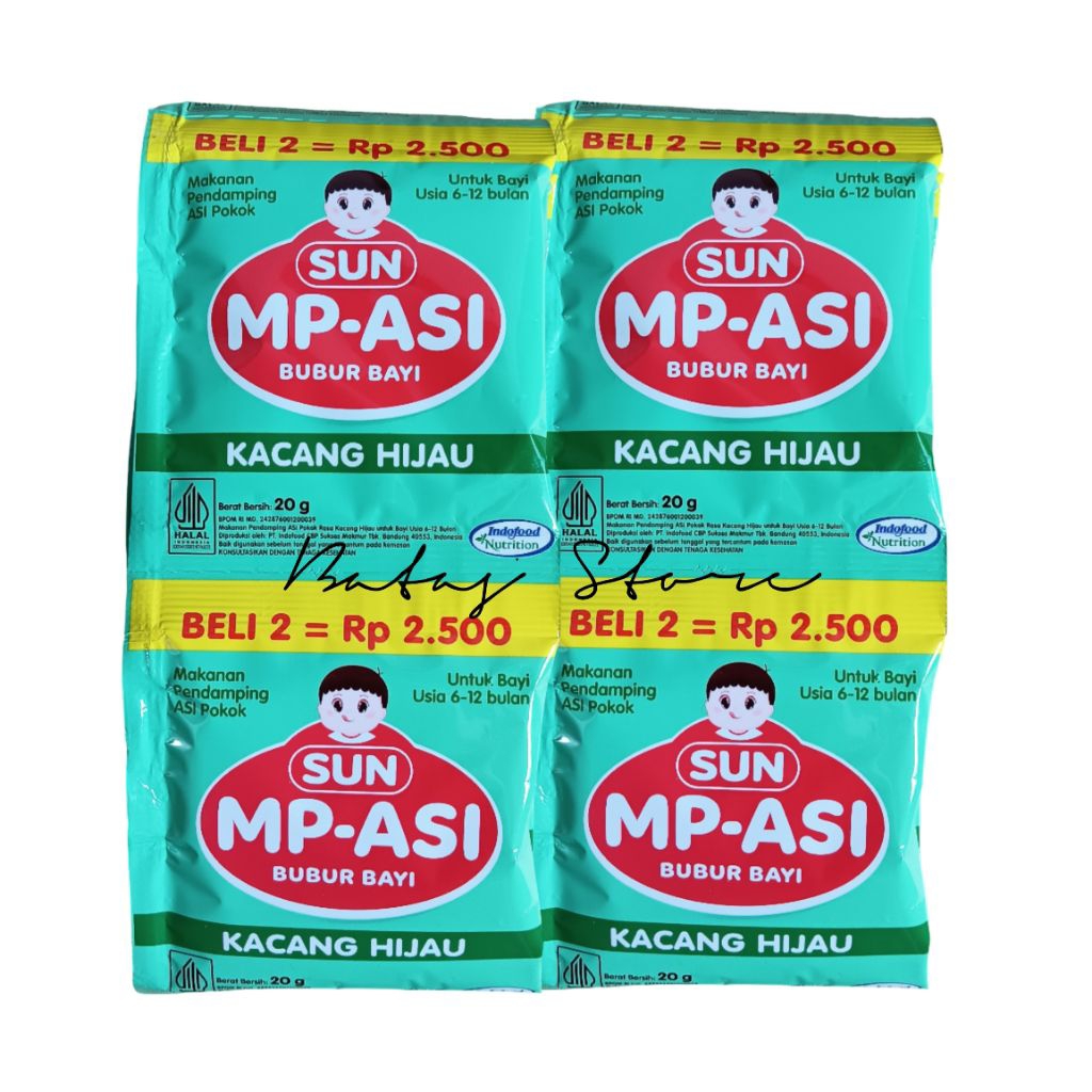 Jual Bubur Bayi Sun MP-ASI Kacang Hijau 20g • 1 Renteng 12 pcs | Shopee ...