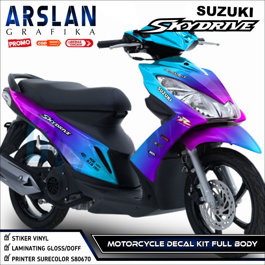 Jual Decal Skydrive 125 Full Body Design Gradasi Keren Motor Suzuki ...