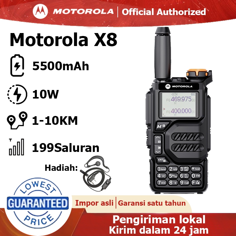 Jual HT Motorola Radio X8 Portabel Walkie talkie jarak jauh 10 Watt U/V ...