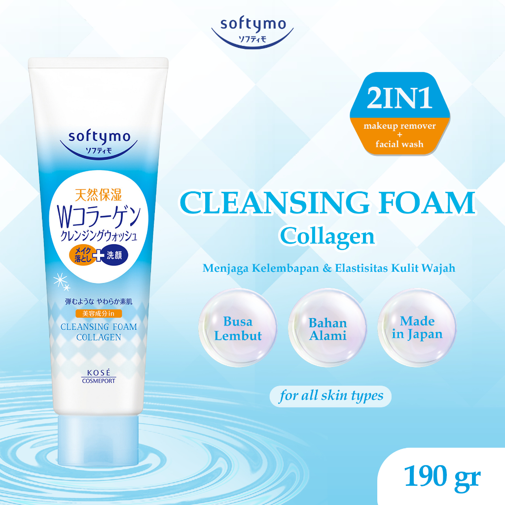 Jual KOSE SOFTYMO Collagen Facial Cleansing Foam 190gr (Sabun Cuci Muka ...
