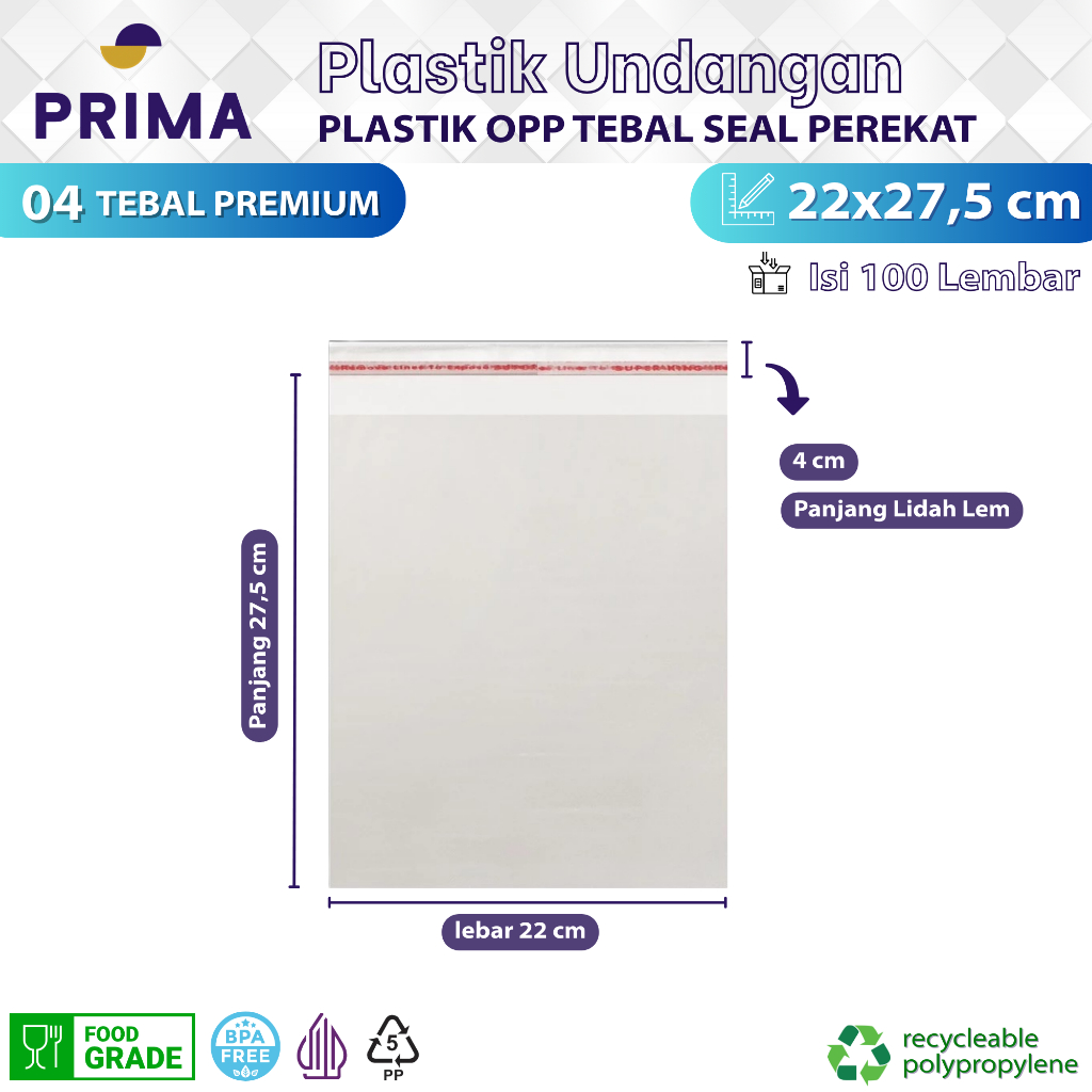 Jual Plastik Opp Tebal Bening 22x27,5 cm dengan Seal Perekat isi 100 ...