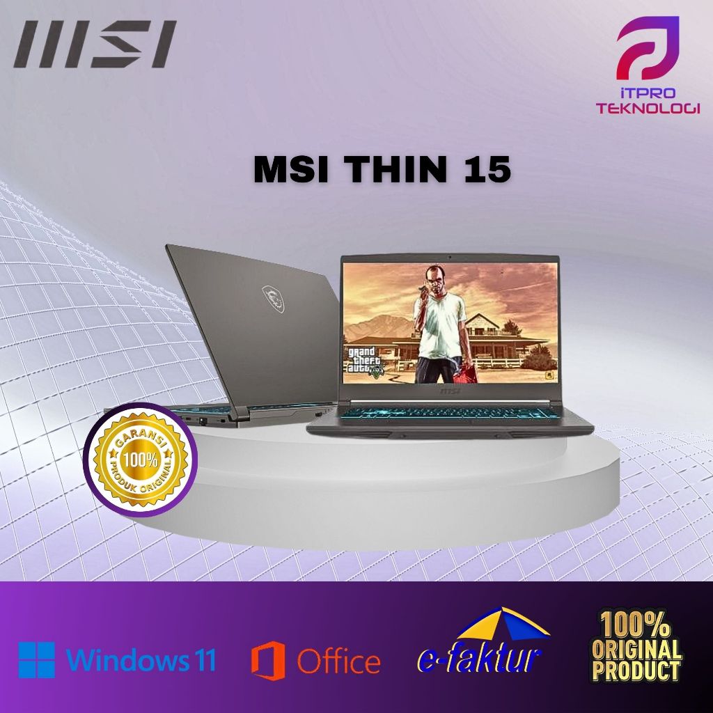 Jual MSI THIN 15 Core I5-12450H Nvidia RTX2050 8GB 512GB 15.6" FHD IPS ...