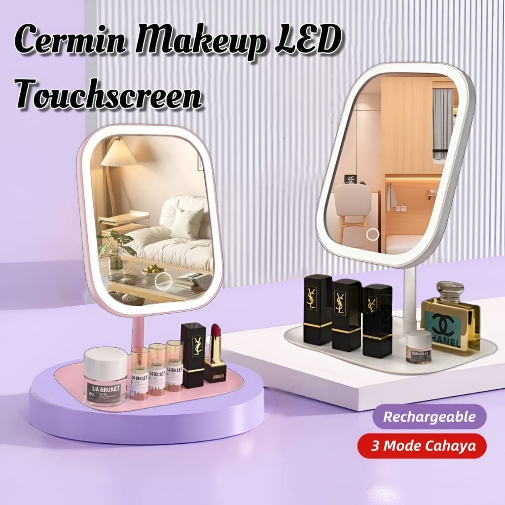 Jual Cermin Rias Makeup Kaca Lampu LED Mirror Touchscreen •Mrlion ...