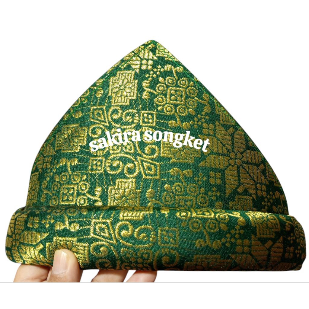 Jual tanjak songket topi adat sekolah (T ijo emas) | Shopee Indonesia