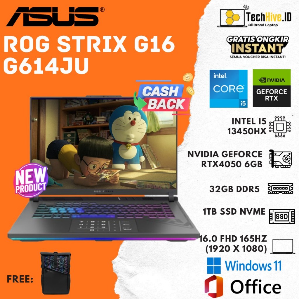 Jual Asus Rog Strix G16 G614JU I5 13450HX RTX4050 6GB | 32GB 1TB SSD ...