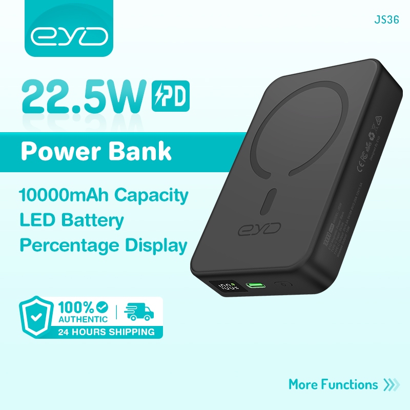 Jual EYD JS36 10000mAh Magnetic Powerbank Wireless PD22.5W Fast ...
