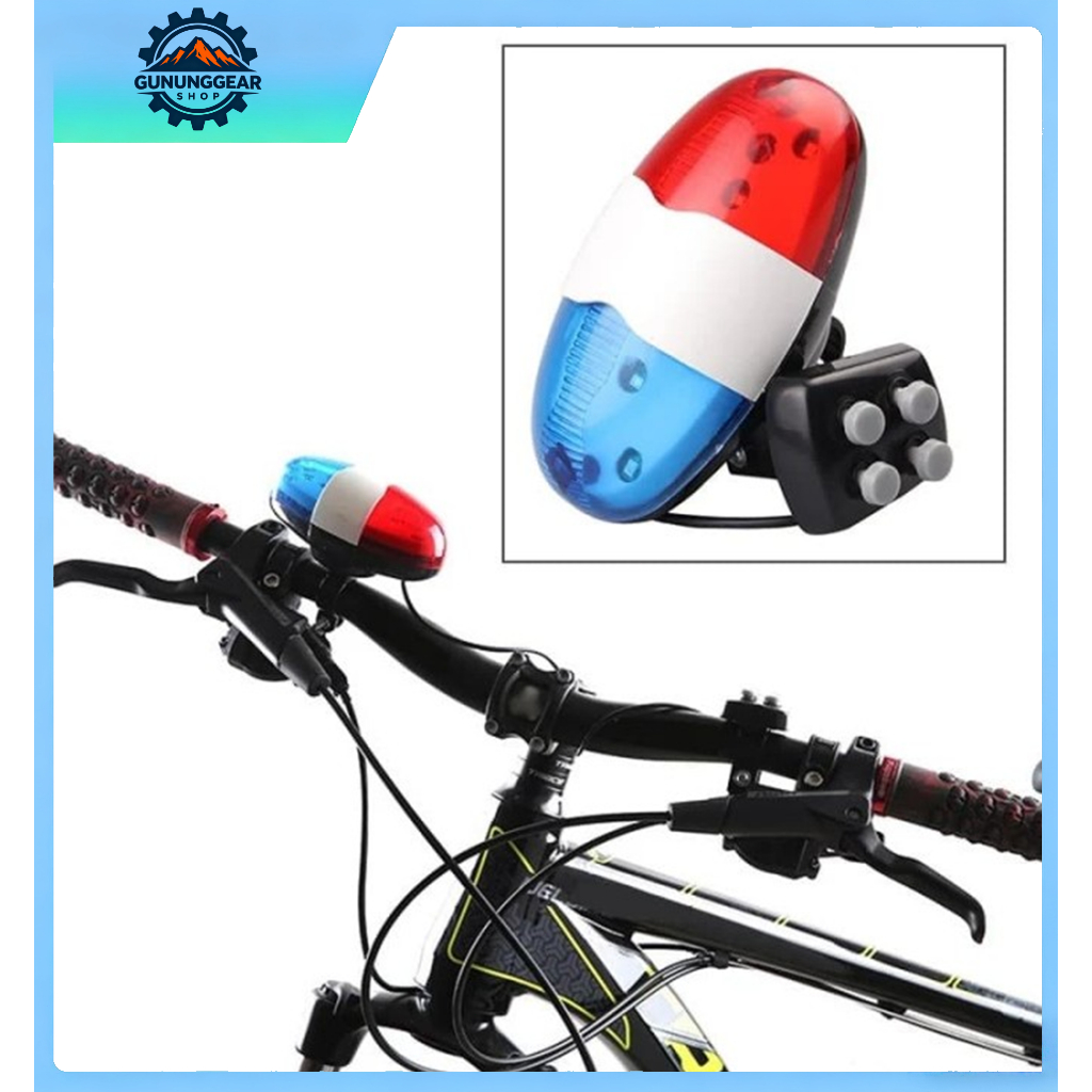 Jual Lampu LED Sepeda Klakson Sirine Polisi 6 LED 4 Sound Siren - Red ...