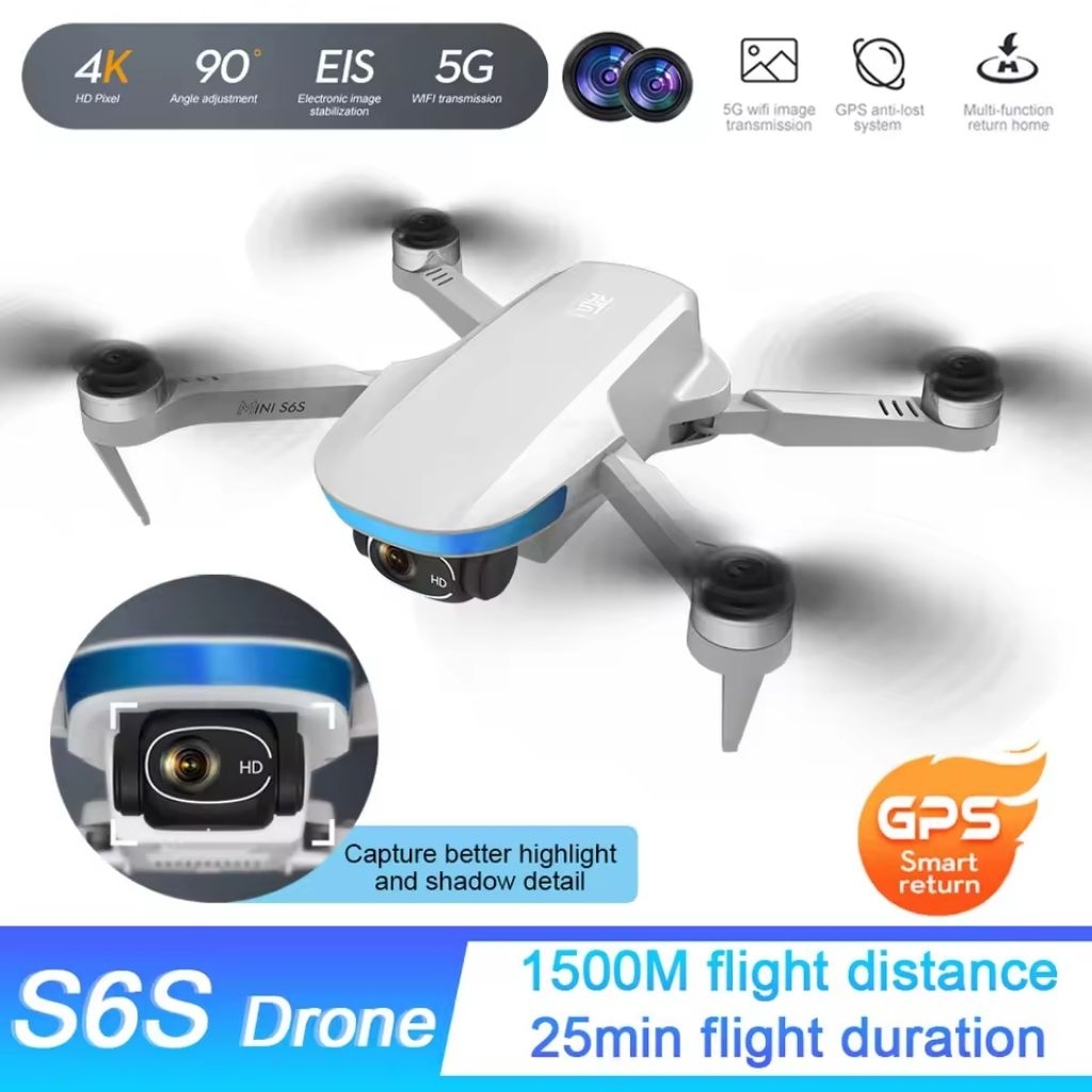 Jual Drone LSRC S6S Mini GPS 4K HD Dual Camera Aerial Photography Drone ...