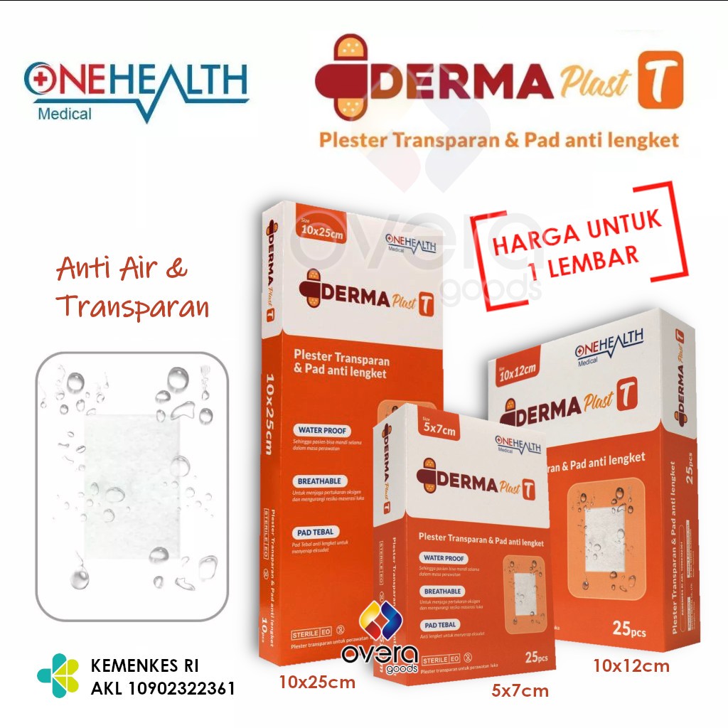 Jual 1 Lembar - ONEHEALTH Dermaplast T Plester Anti Air Transparant ...