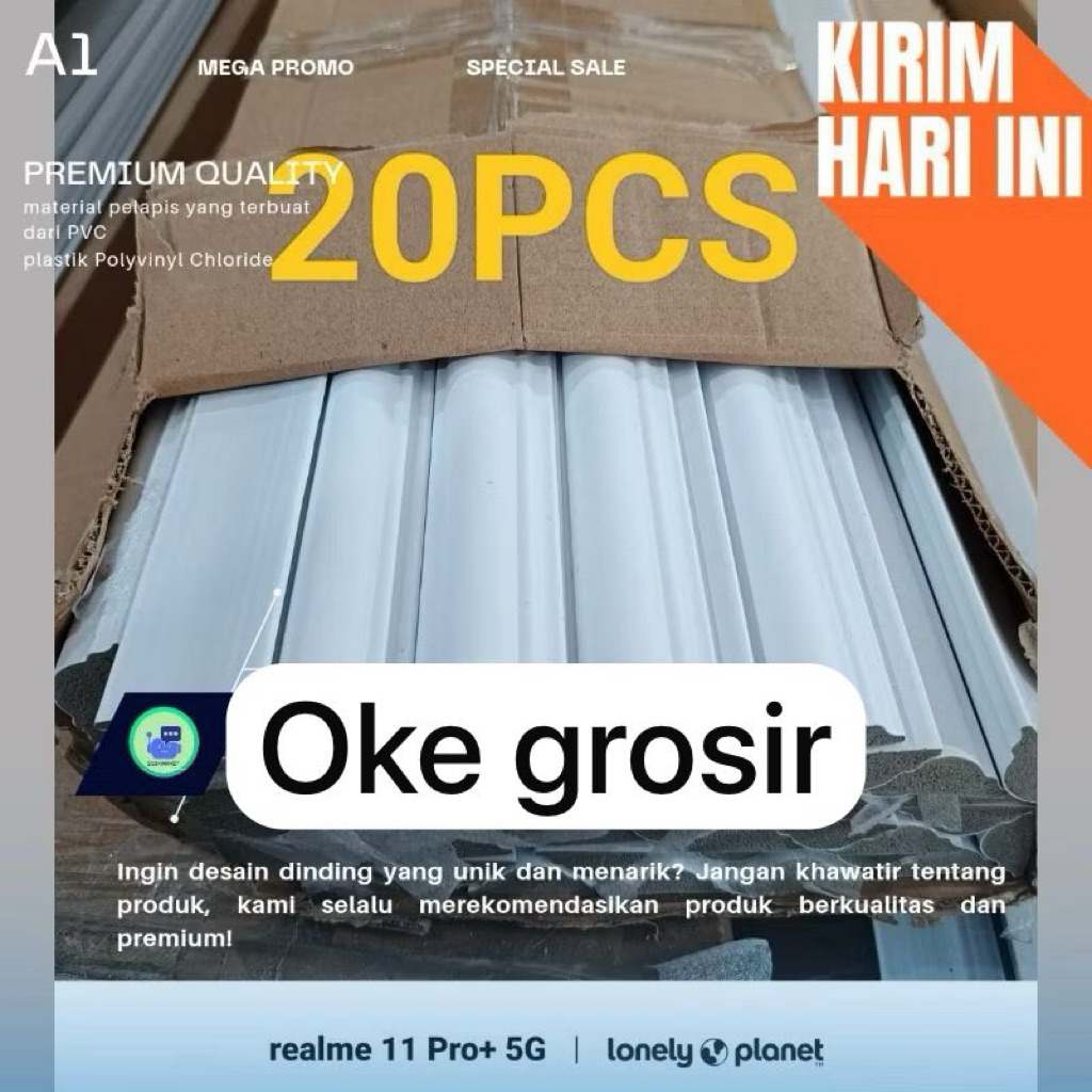Jual 20 Pcs - Molding dinding pvc Lebar 4cm x 3meter harga grosir/list ...